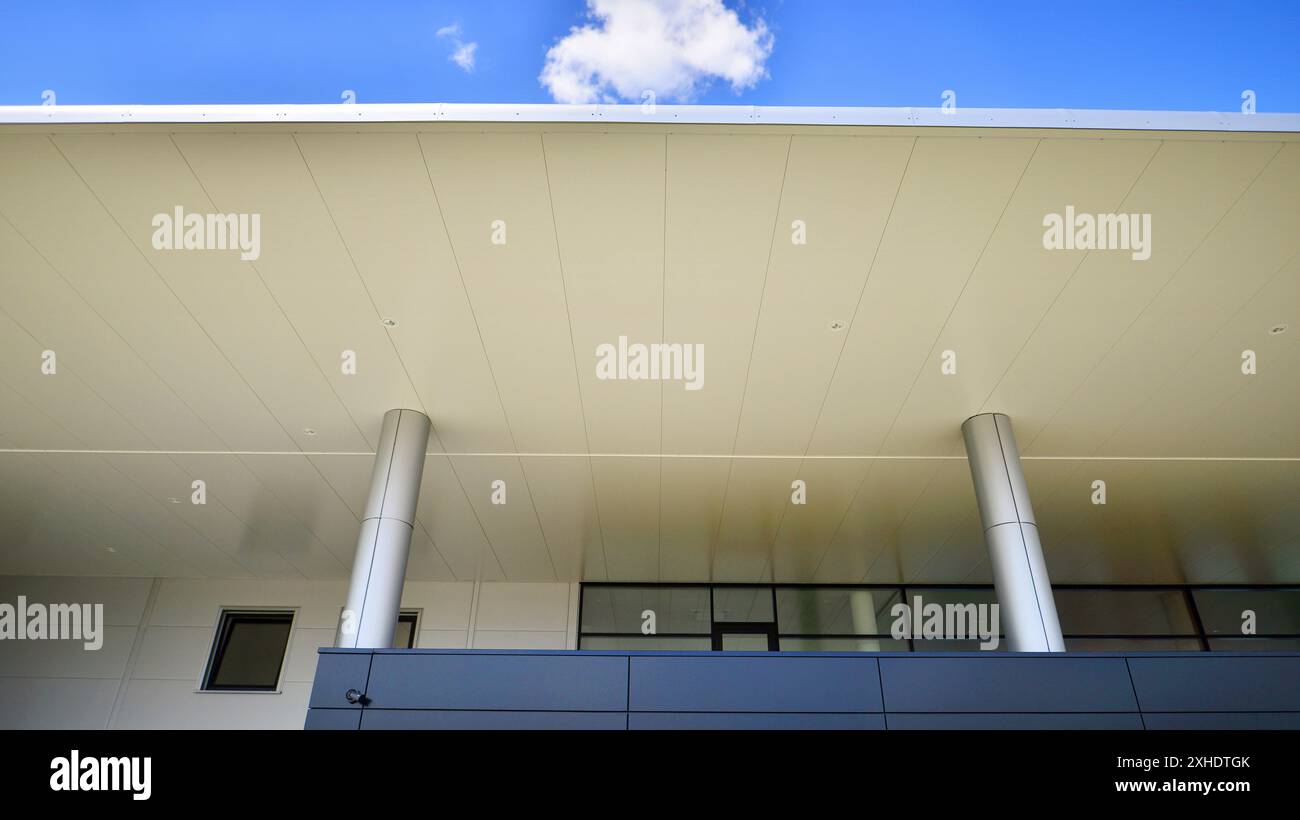Empty new constructed automobile dealership. The building contains a ...