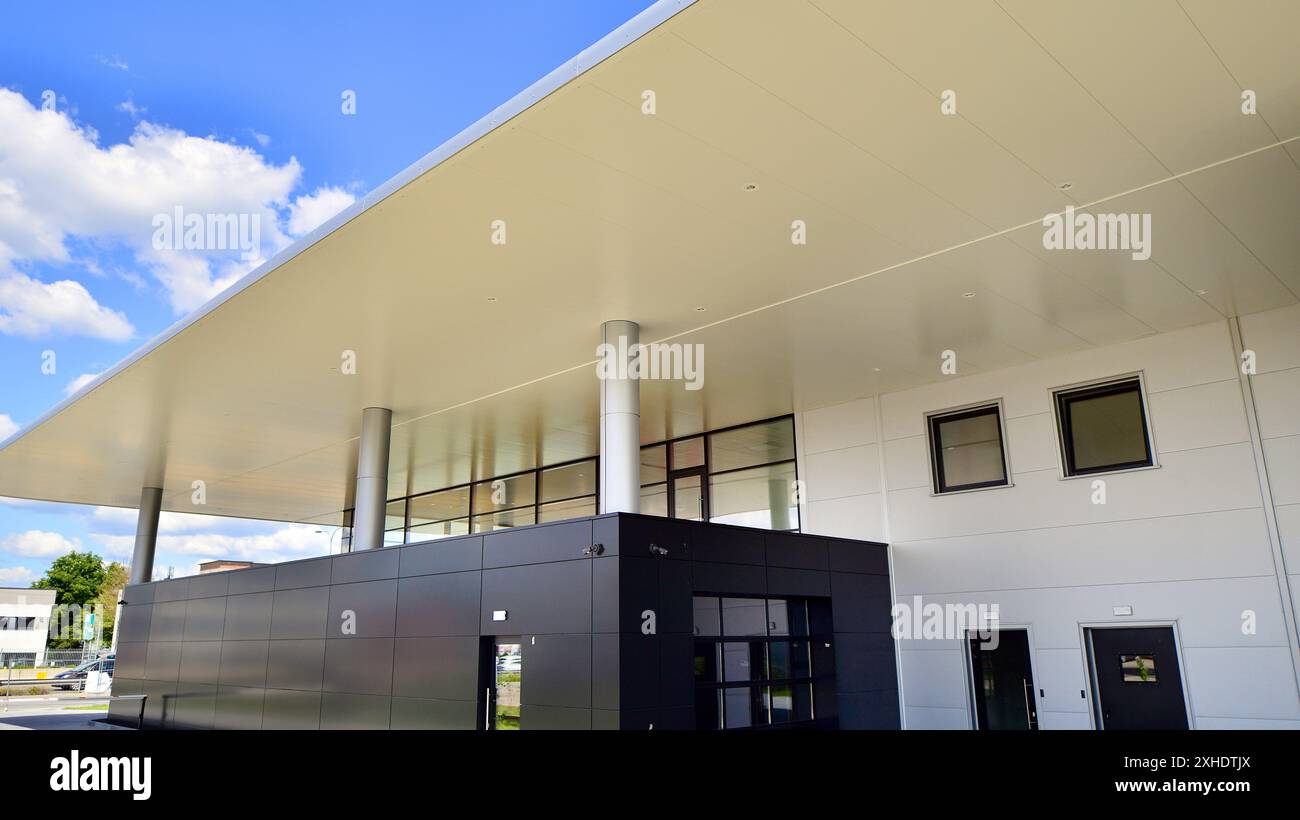 Empty new constructed automobile dealership. The building contains a ...