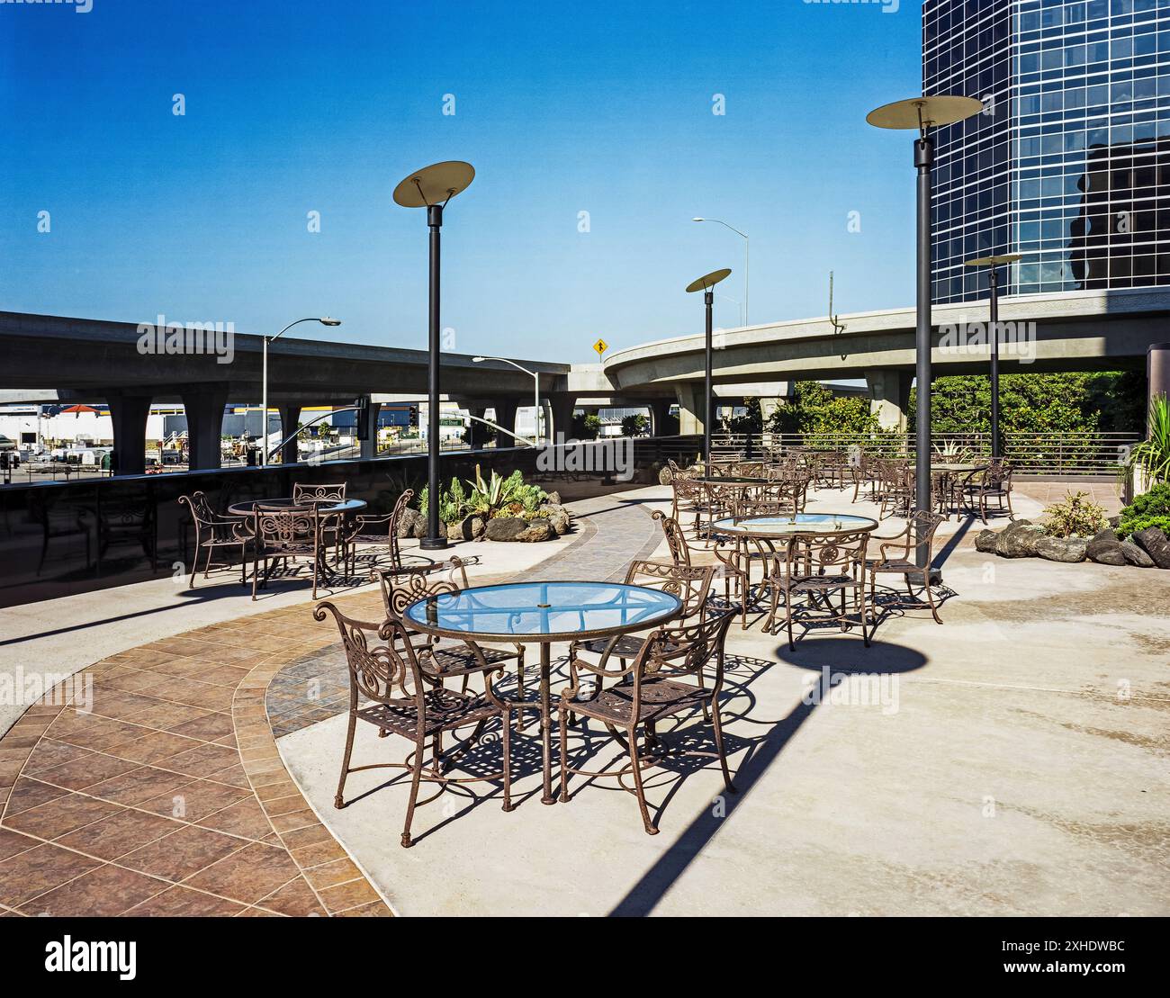 Corporate Exterior Architecture patio and Tables and Chairs Stock Photo ...