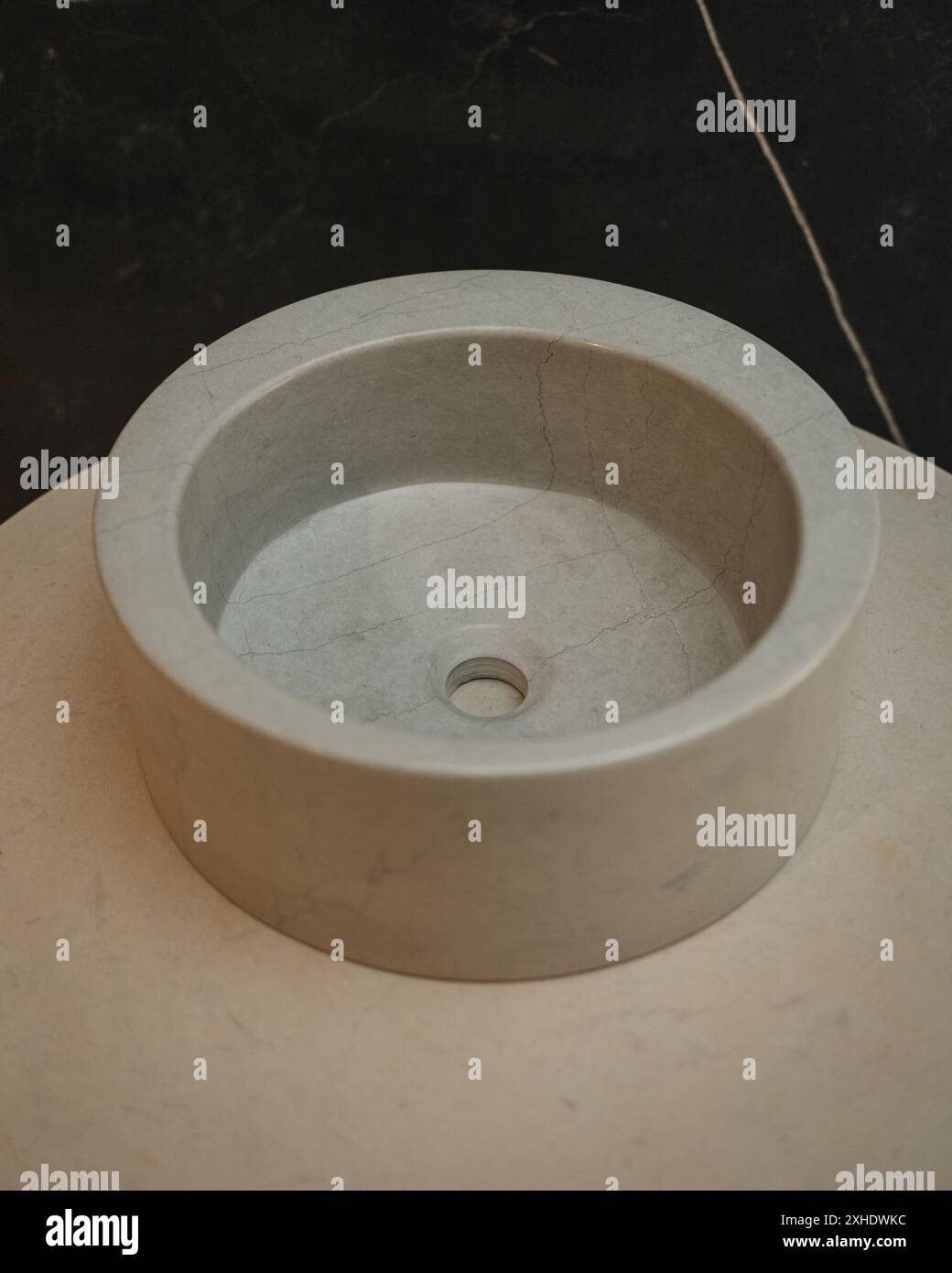 Circular Grey Marble Vanity Table for Modern Interiors Stock Photo - Alamy