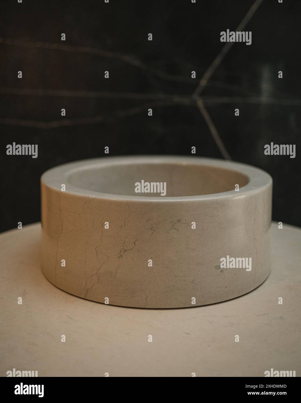 Circular Grey Marble Vanity Table for Modern Interiors Stock Photo - Alamy