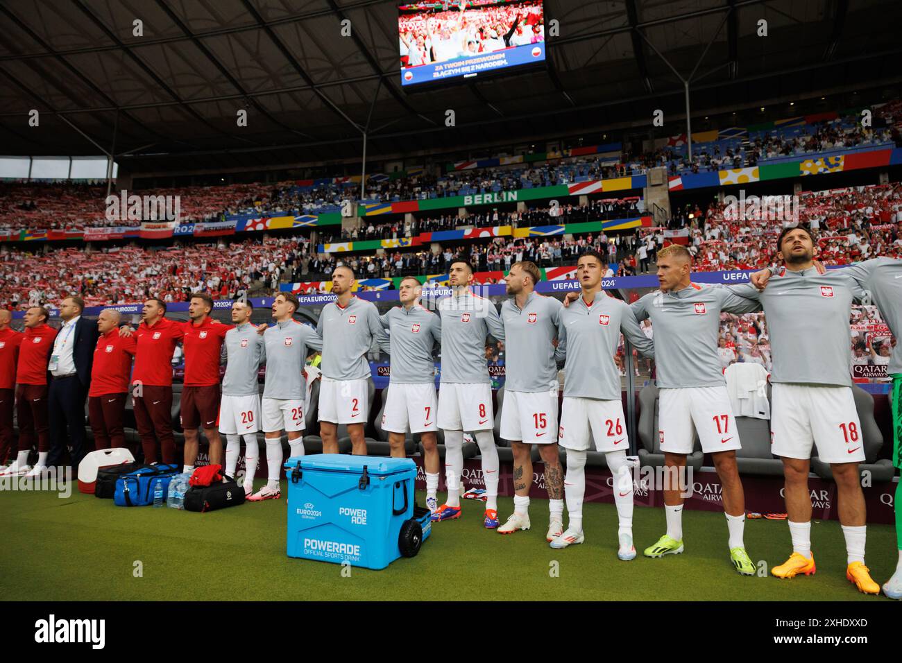 Bench of players of Poland signs anthem during UEFA Euro 2024 game ...