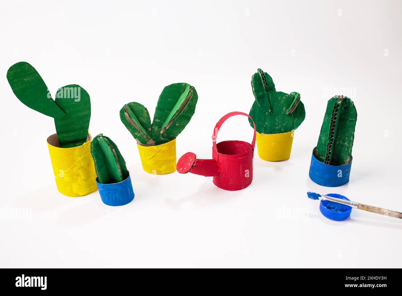 Cardboard craft DIY tutorial, paper toy for kids Stock Photo - Alamy