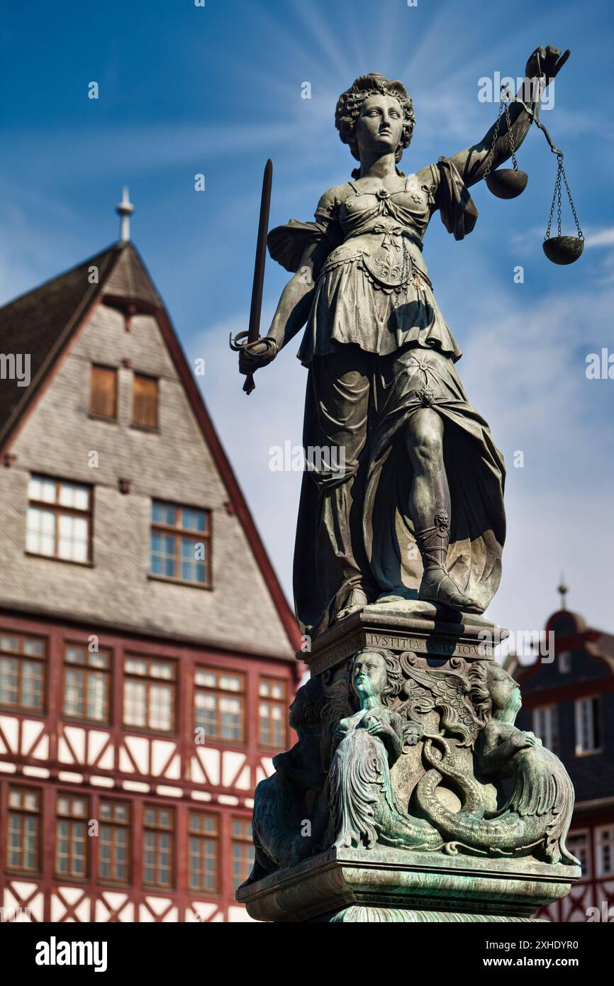 Lady of Justice Independent Statue in Frankfurt Roemer Germany Stock ...