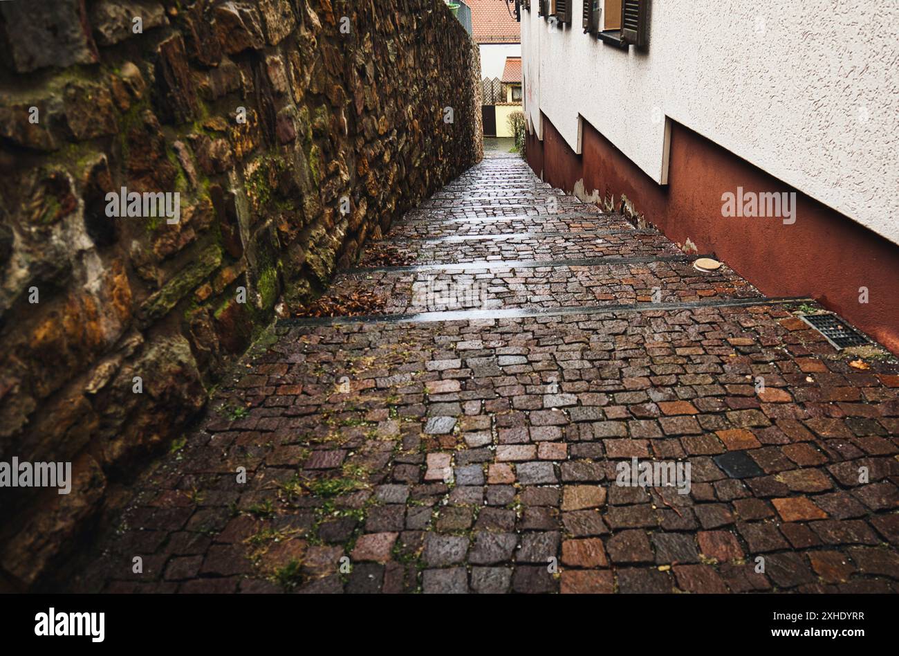 The Stone Road and Vintage German Houses Stock Photo - Alamy