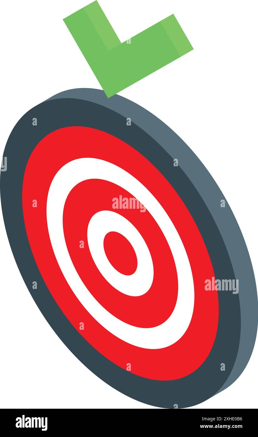 Green check mark hovering over a red target symbolizing a successful ...