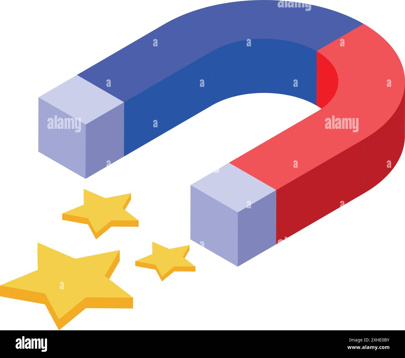 Magnet attracting stars, representing the concept of magnetism in an ...