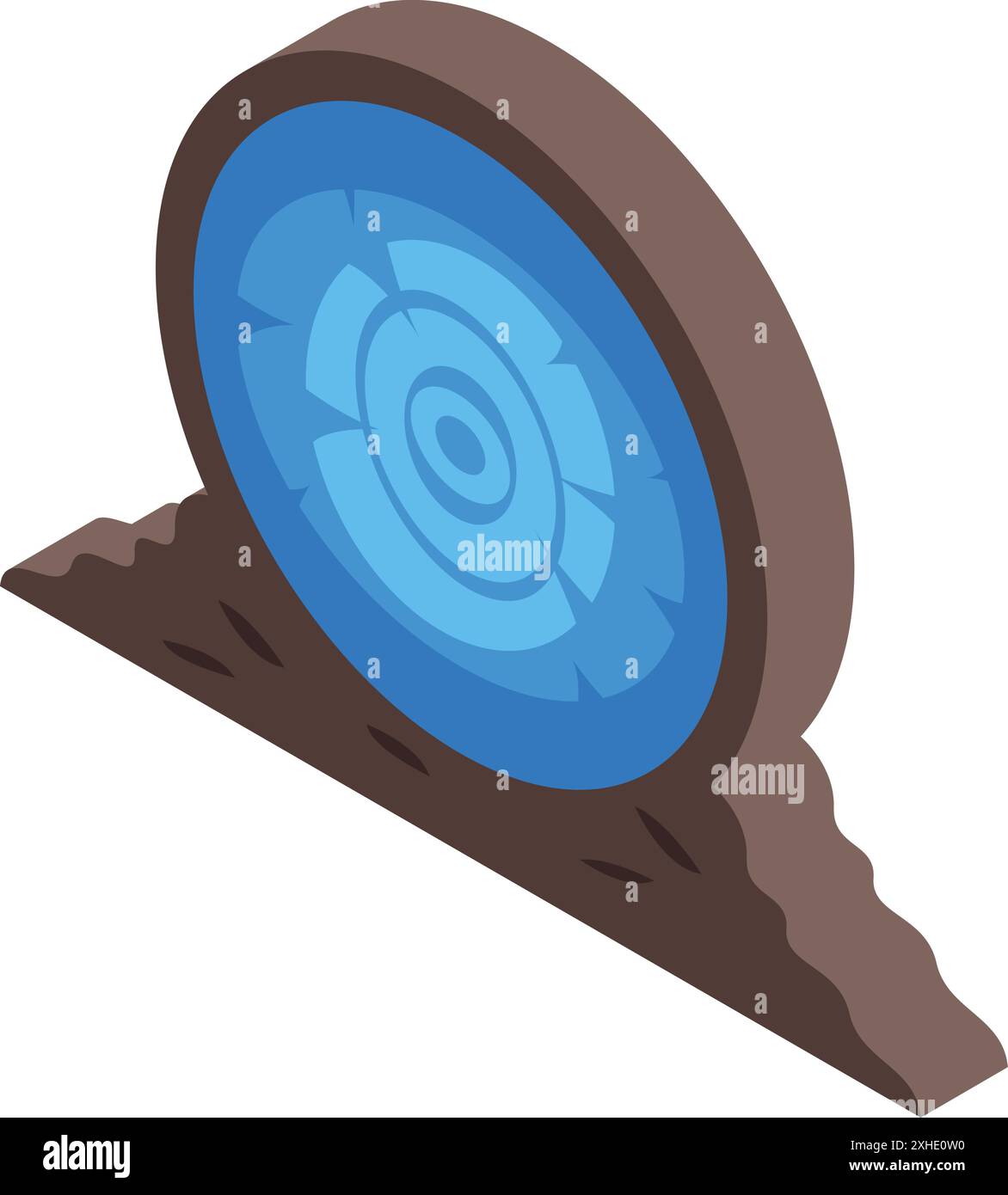 Round portal is opening in the ground, glowing blue with energy and ...