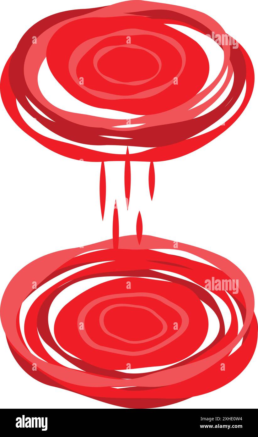 Abstract illustration featuring red concentric circles forming an ...