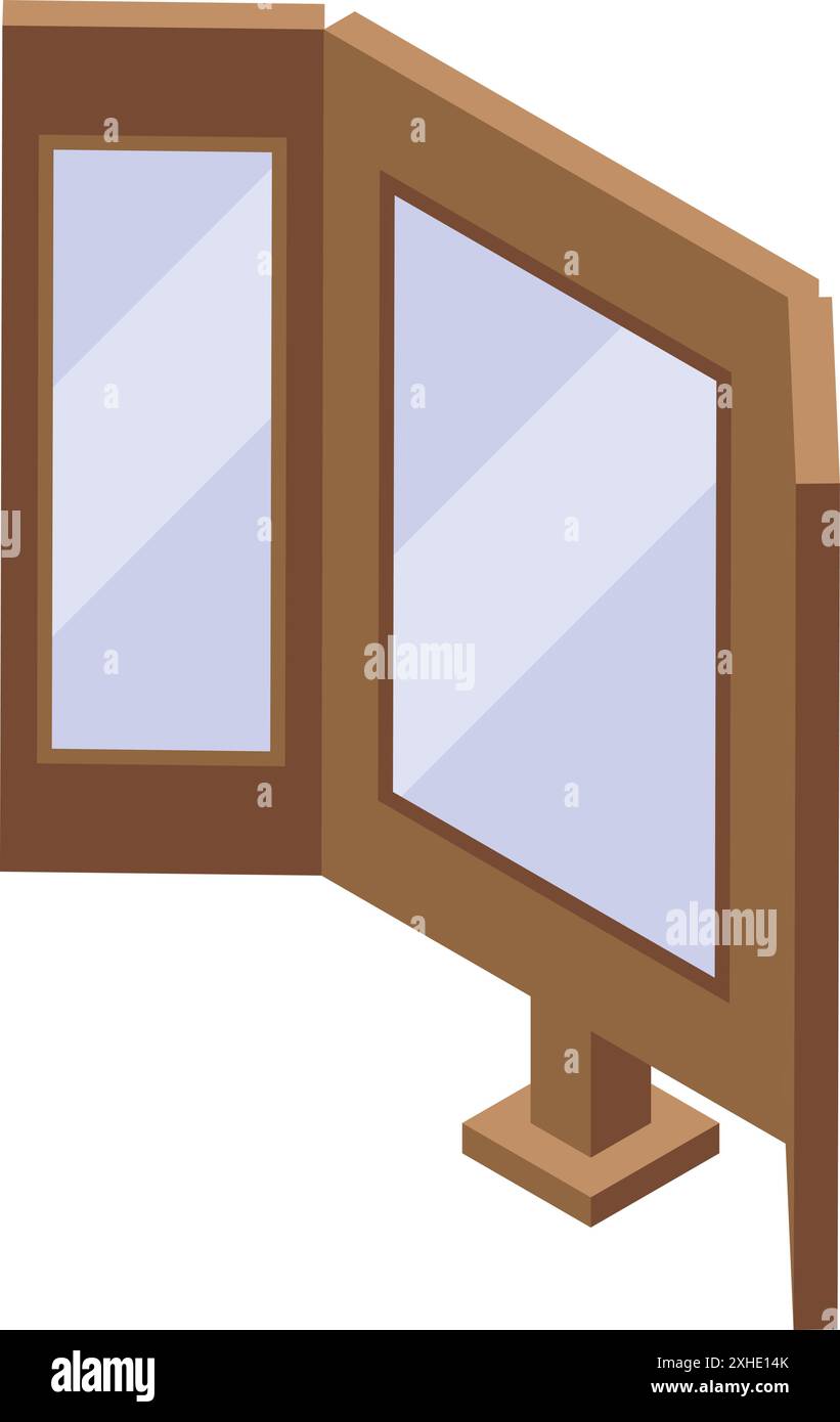 Wooden dressing room mirror standing on the floor for trying on clothes ...