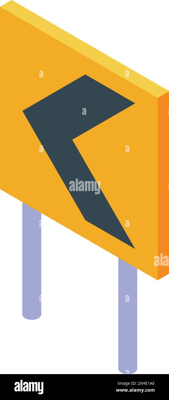 Yellow road sign showing left turn, indicating direction for drivers Stock Vector Image & Art ...