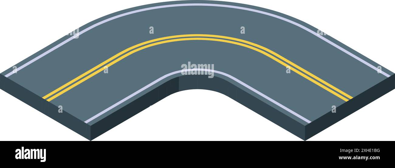 Segment of road turning right in isometric view Stock Vector Image ...