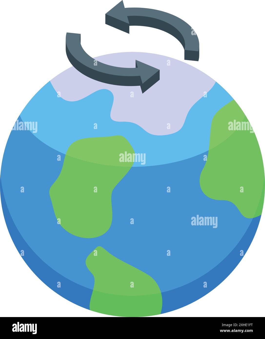 Isometric earth globe rotating with arrows, representing global ...