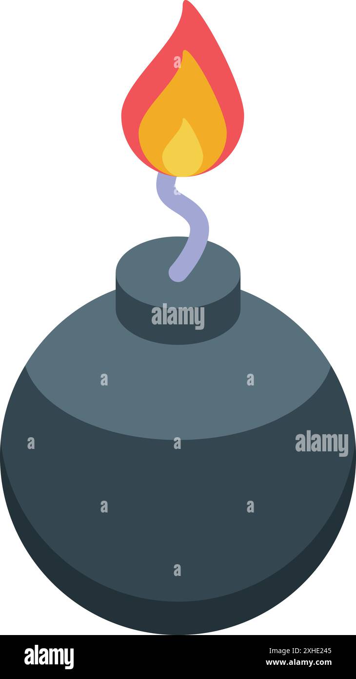 Round bomb with a lit fuse is burning, creating a sense of imminent ...