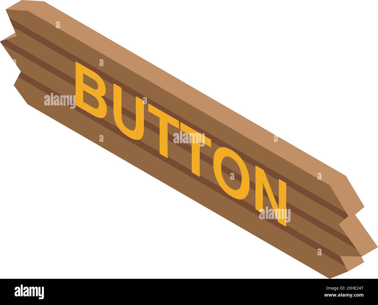 Wooden sign saying button pointing the way in isometric view Stock ...