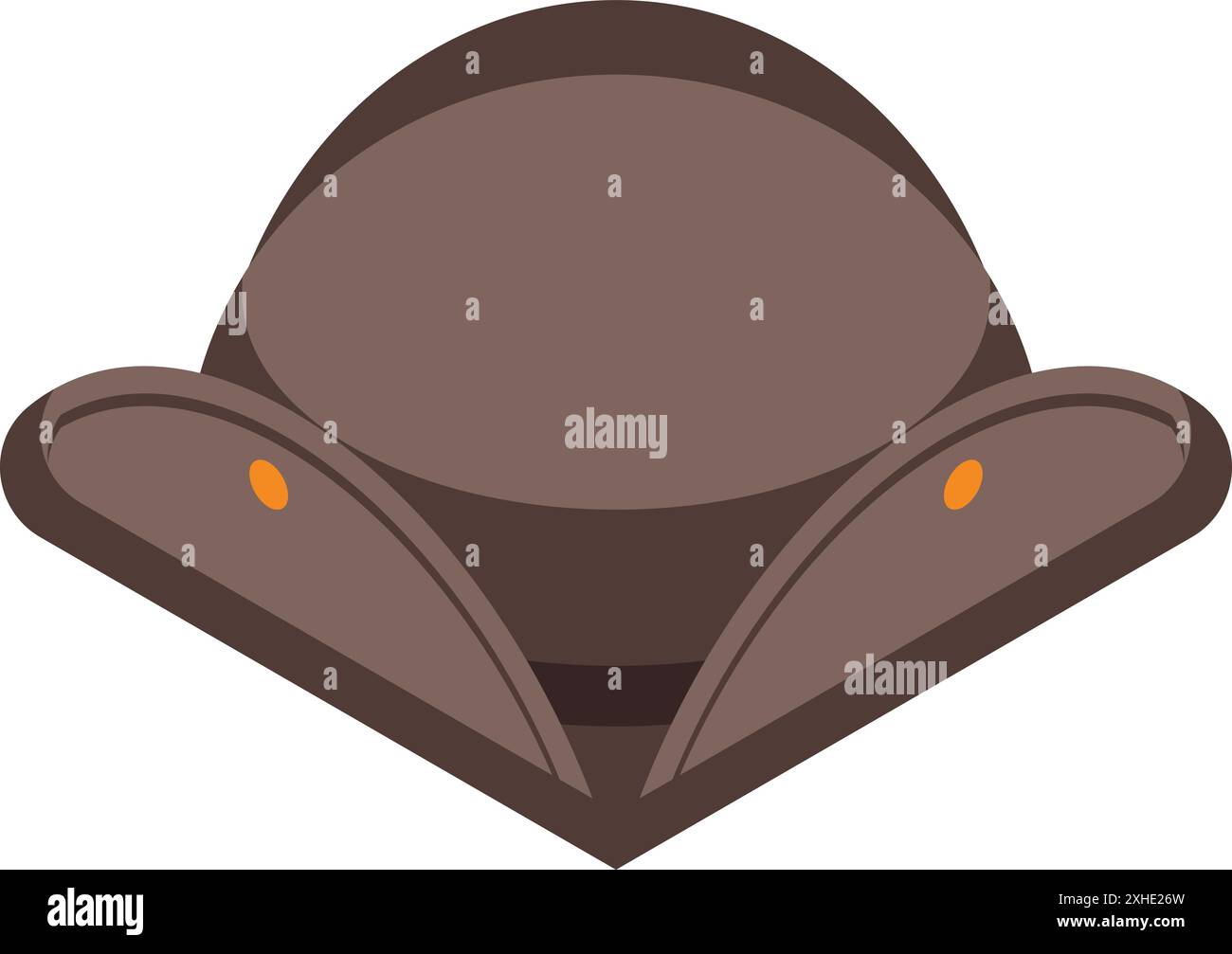 Brown tricorn hat in isometric style providing headwear for historical ...