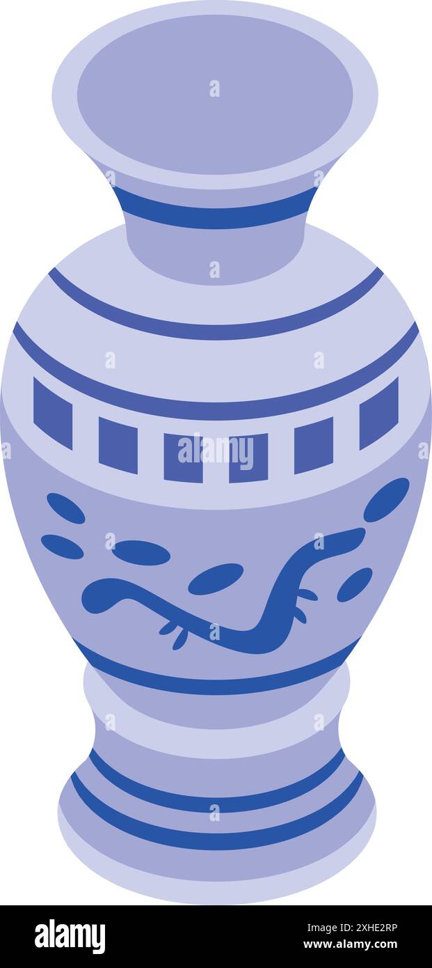 Blue chinese vase with traditional pattern standing on white background ...