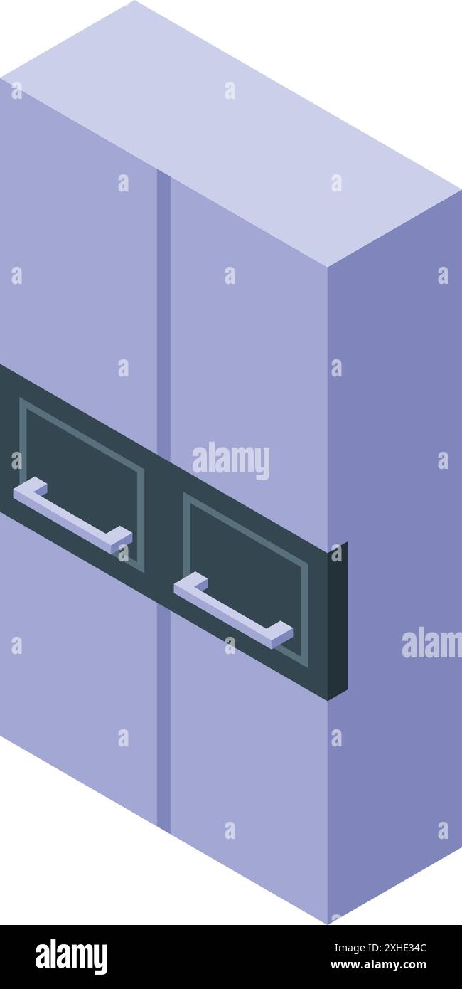 Illustration of a big double door fridge with handles, isometric view ...