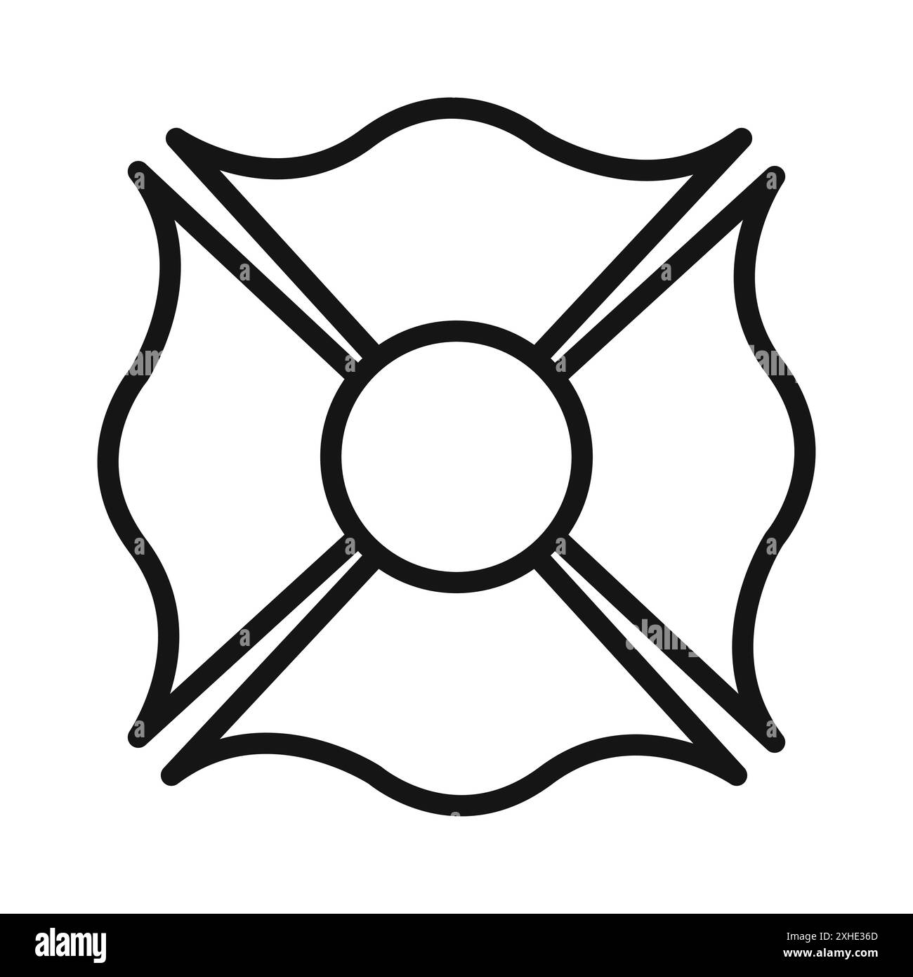 Firefighter Crest Outline Fire Department Maltese Cross Vector Sketch