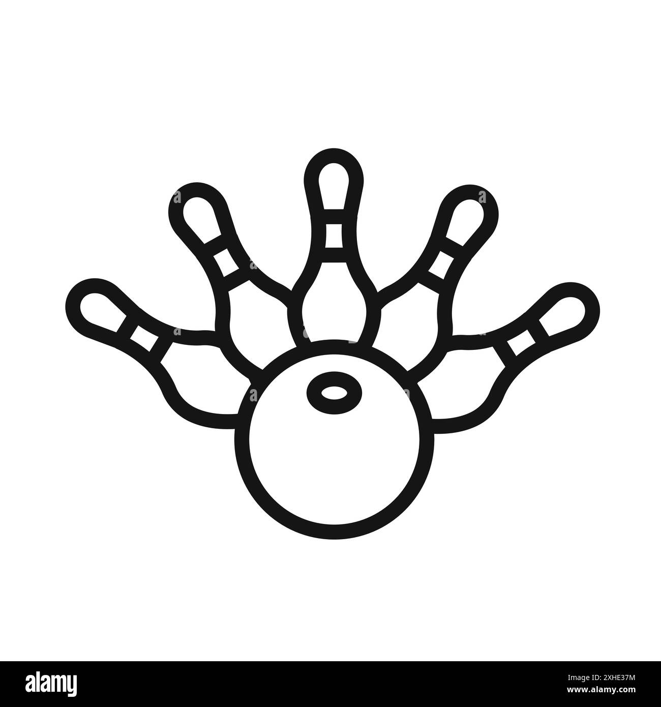 Bowling game icon Vector symbol or sign set collection in black and ...