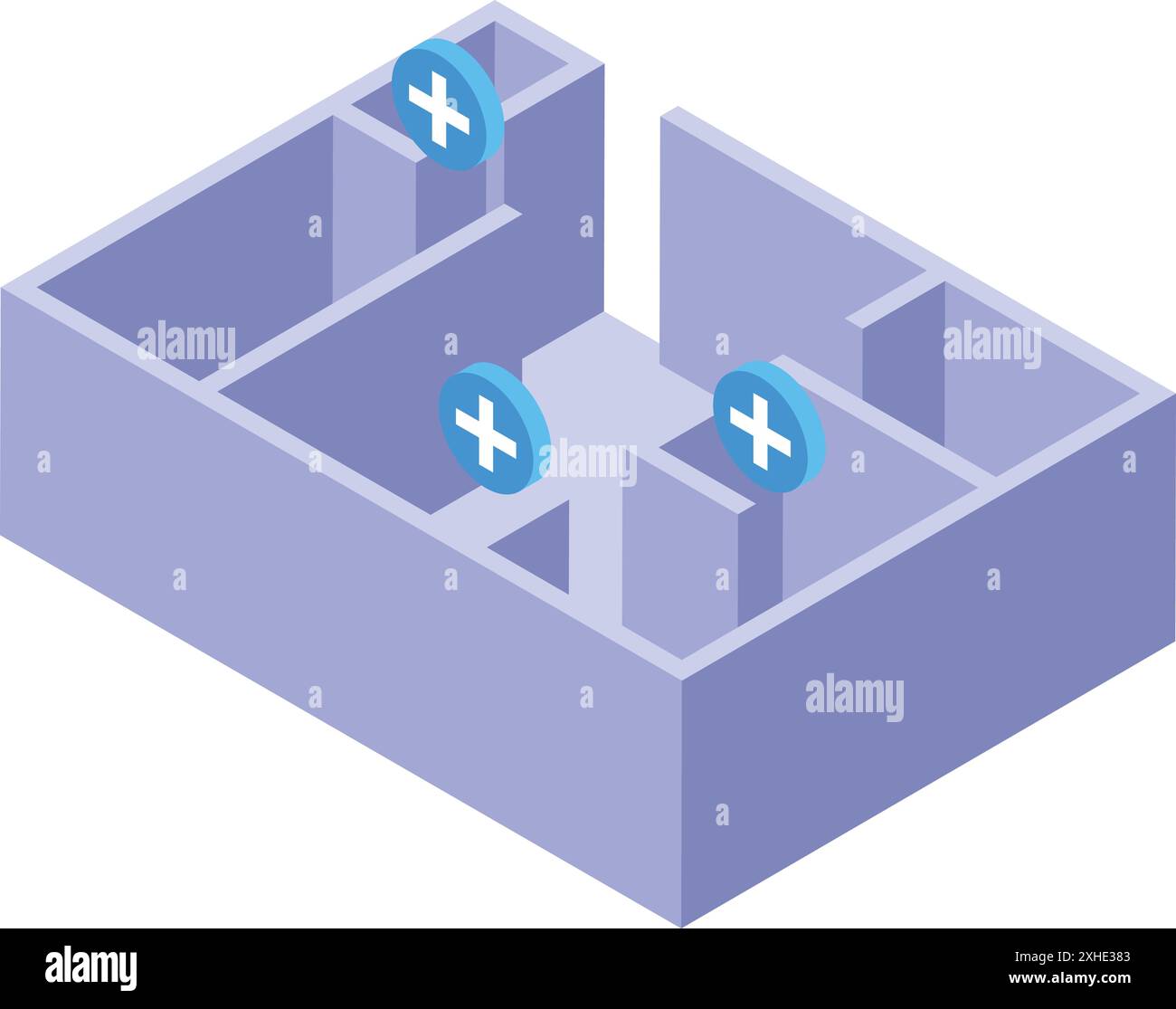 Isometric hospital building representing healthcare services and ...