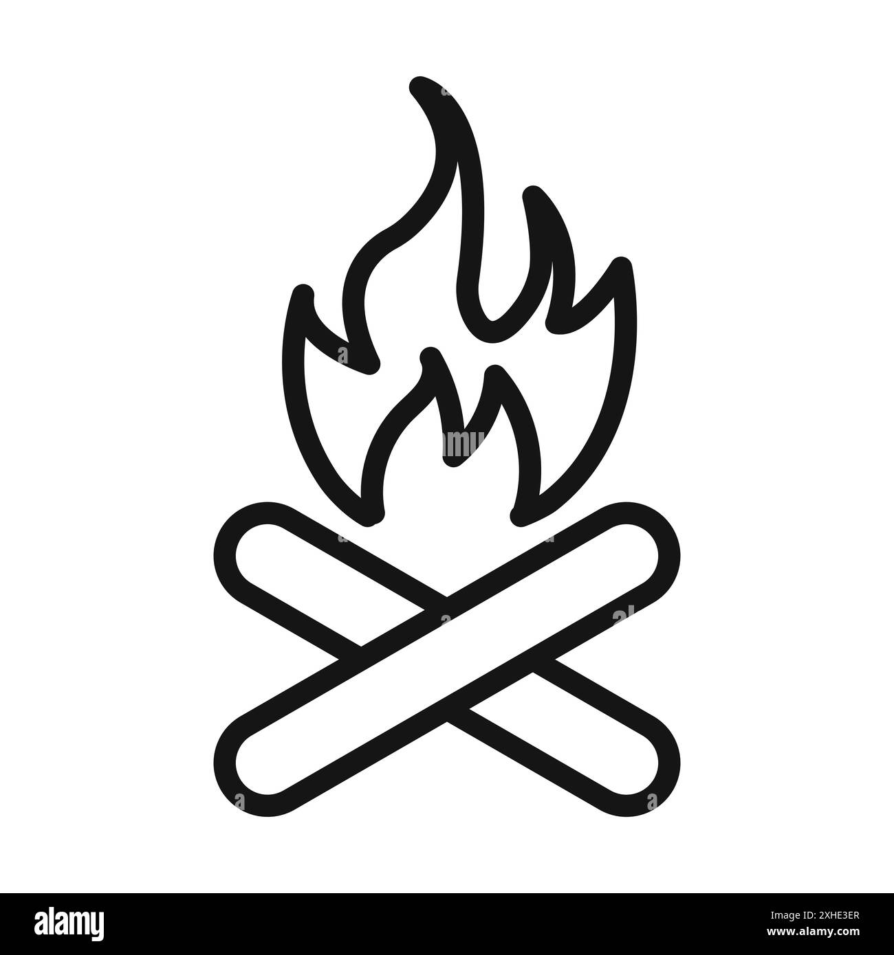 Campfire icon Vector symbol or sign set collection in black and white ...