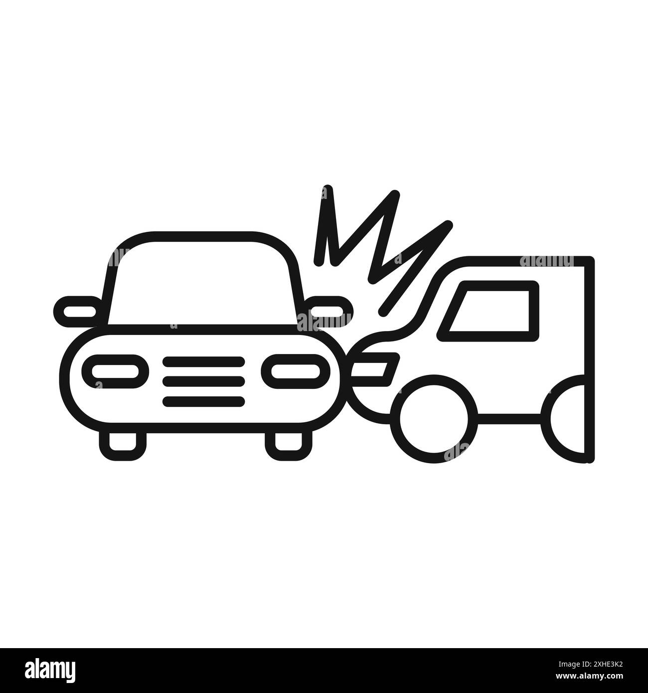 car side crash icon Vector symbol or sign set collection in black and ...