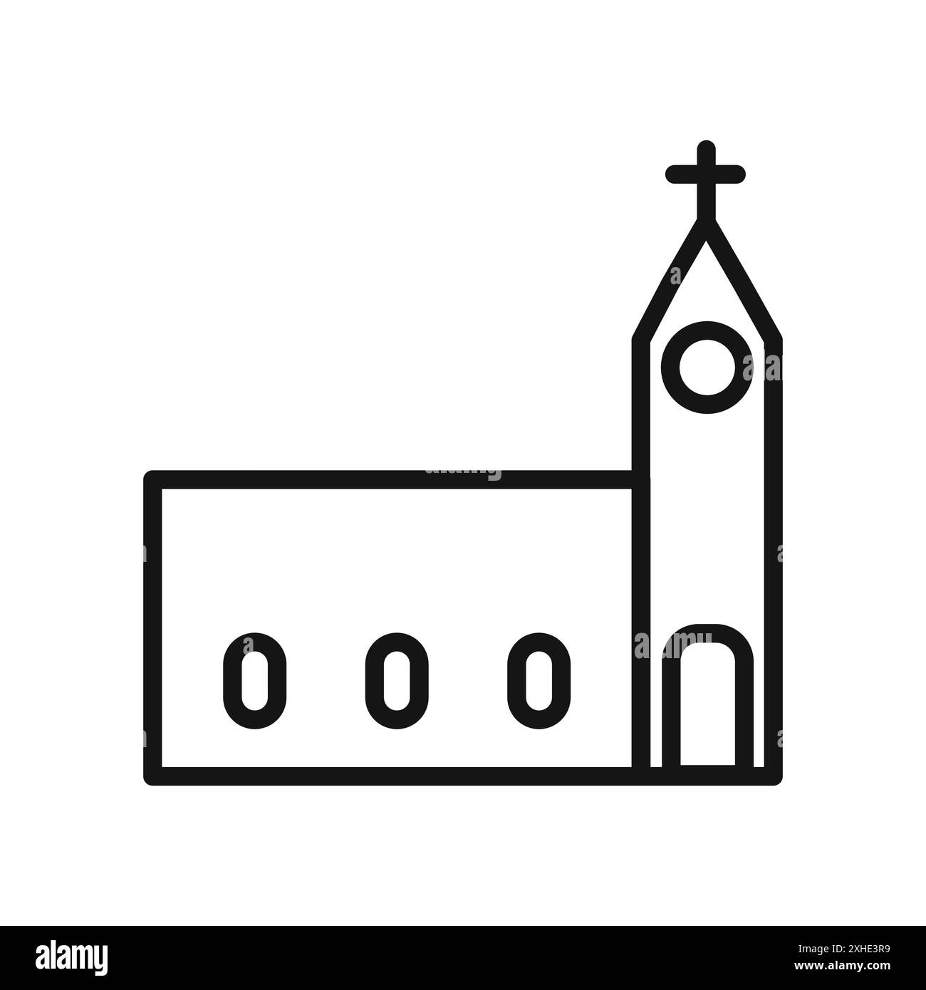 Church icon Vector symbol or sign set collection in black and white ...