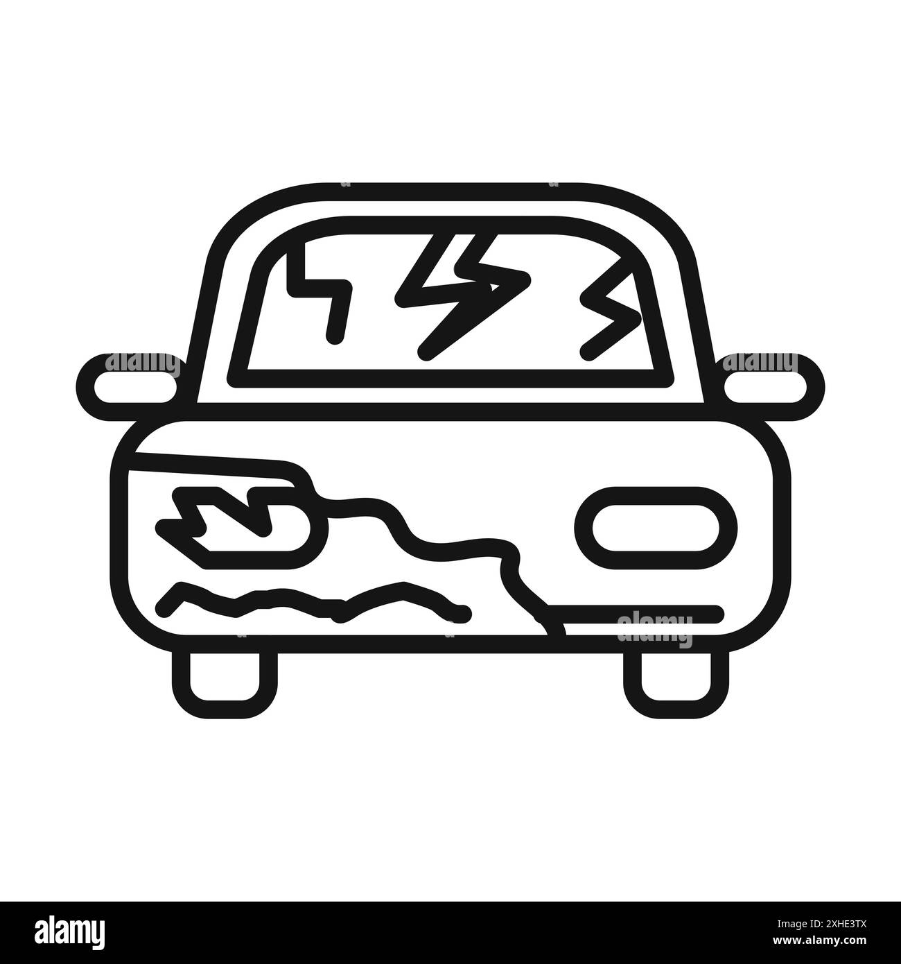 car accident icon Vector symbol or sign set collection in black and ...
