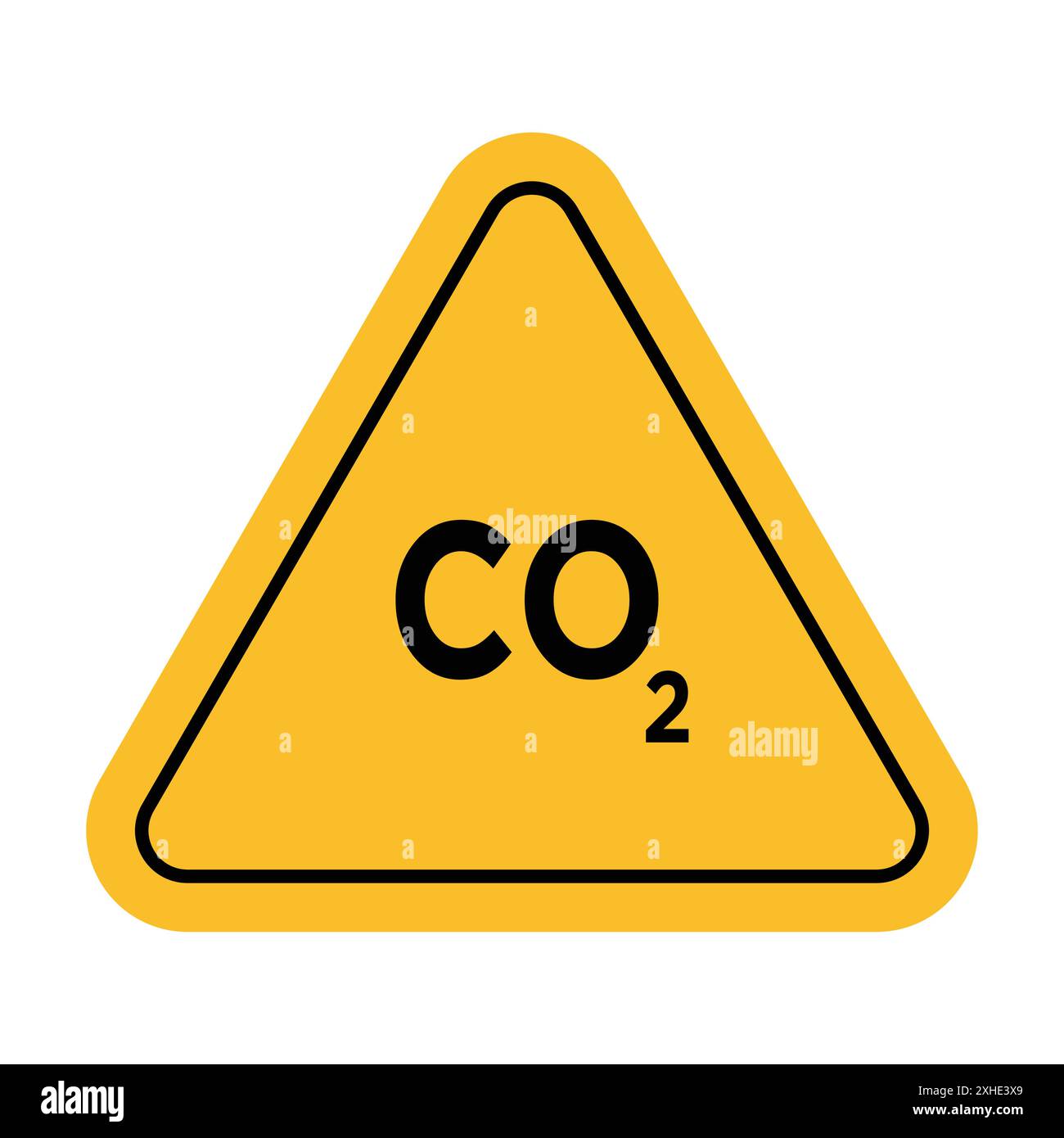CO2 Triangle Warning icon Vector symbol or sign set collection in black and white outline Stock ...
