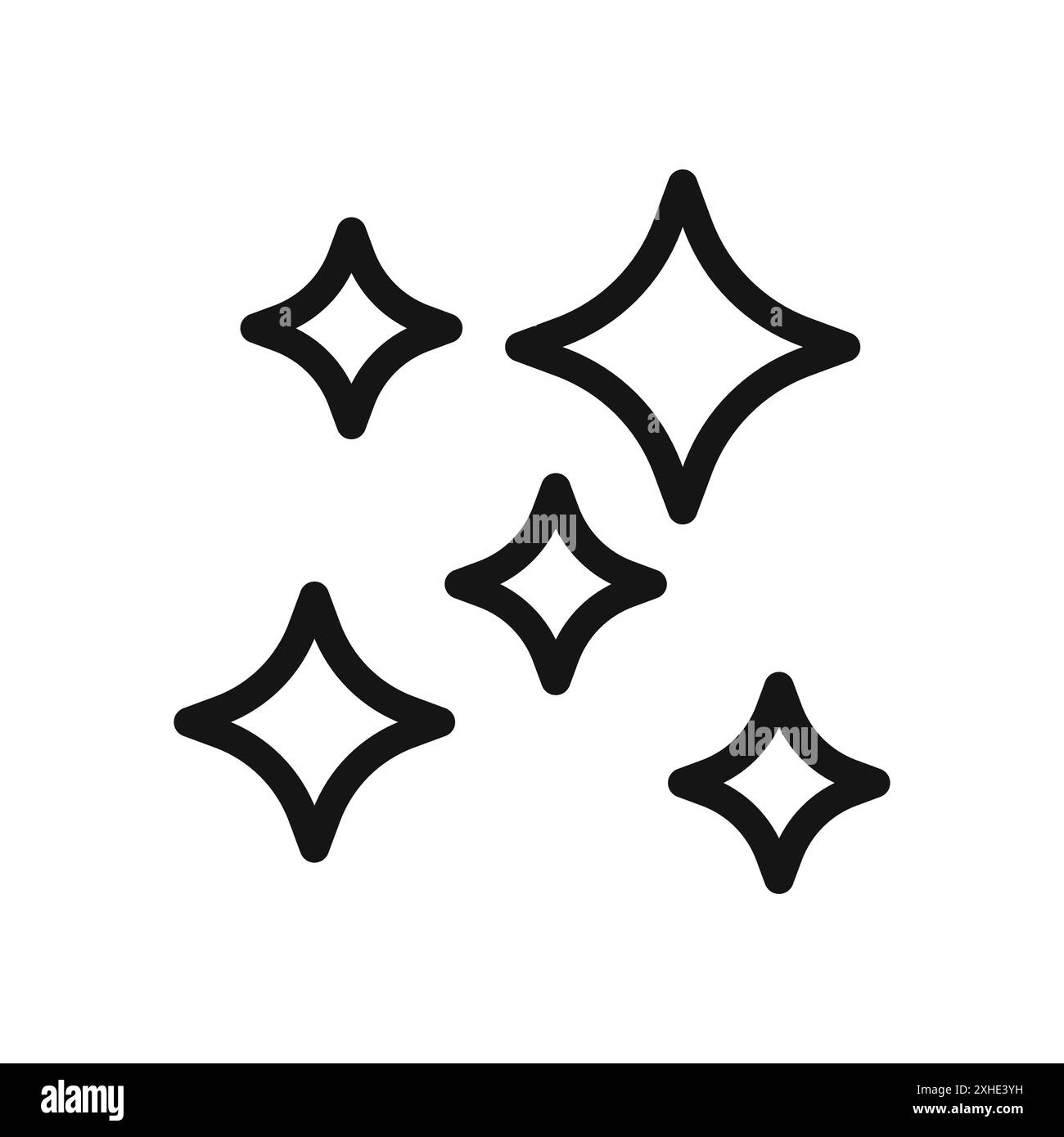 Clean shine star icon Vector symbol or sign set collection in black and ...