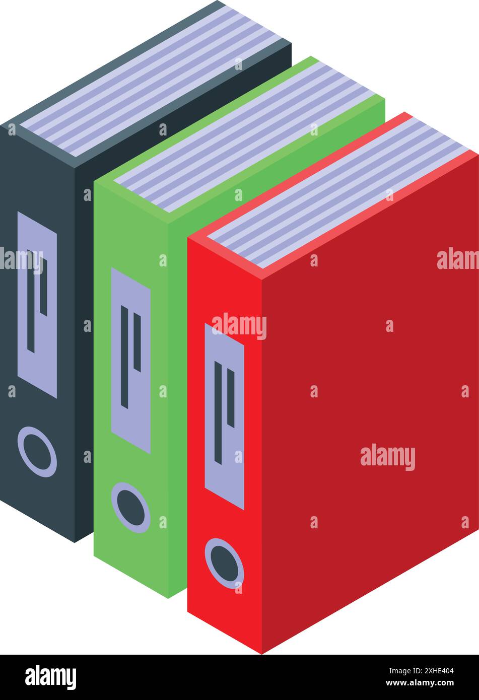 Three office binders standing up in a row storing important documents ...