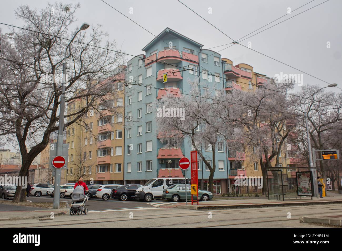 Winter in town - new block of flats in Bratislava Stock Photo - Alamy