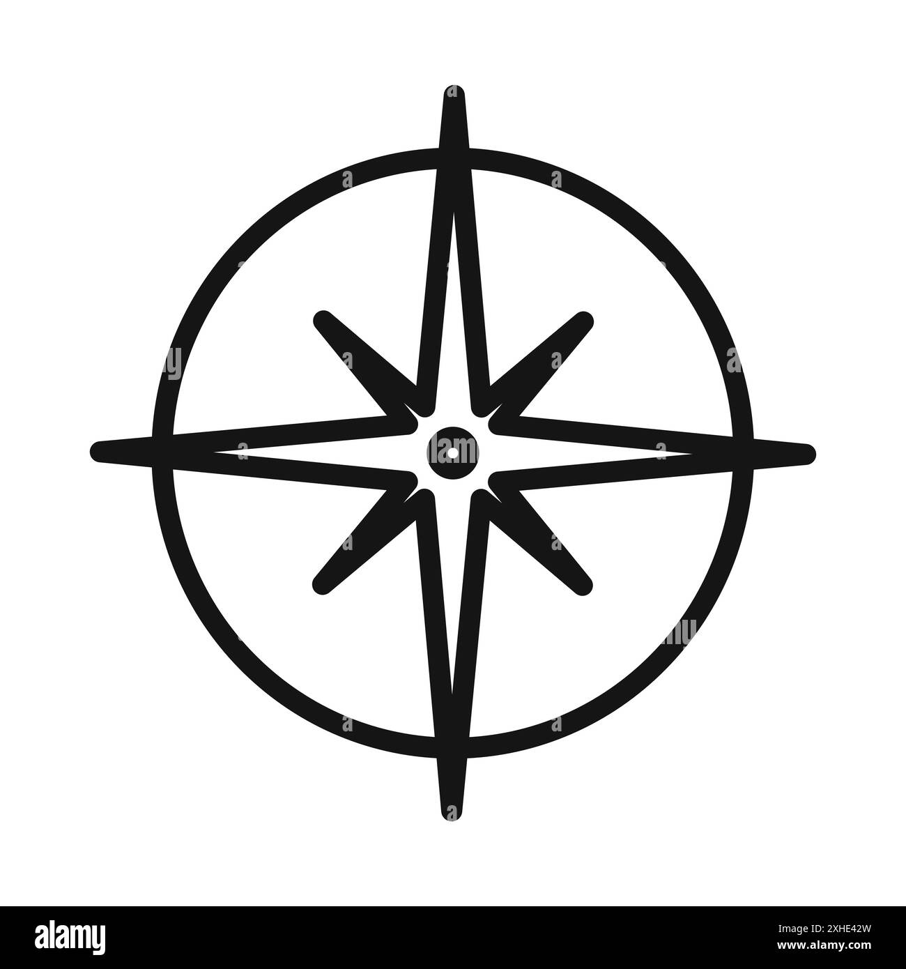 compass navigation icon Vector symbol or sign set collection in black and white outline Stock ...