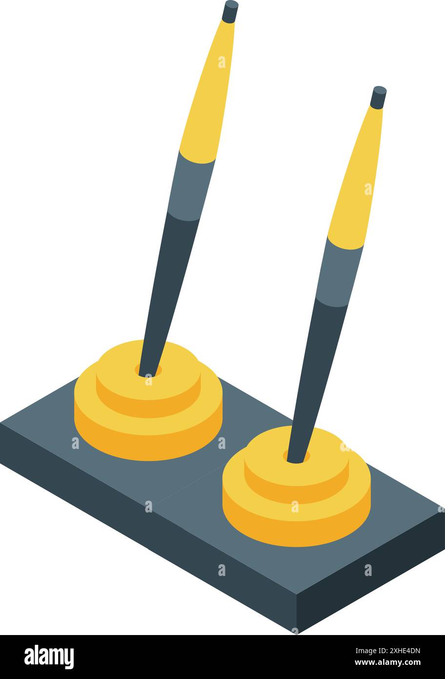 Two pens standing in a pen holder on an office desk, ready for work ...