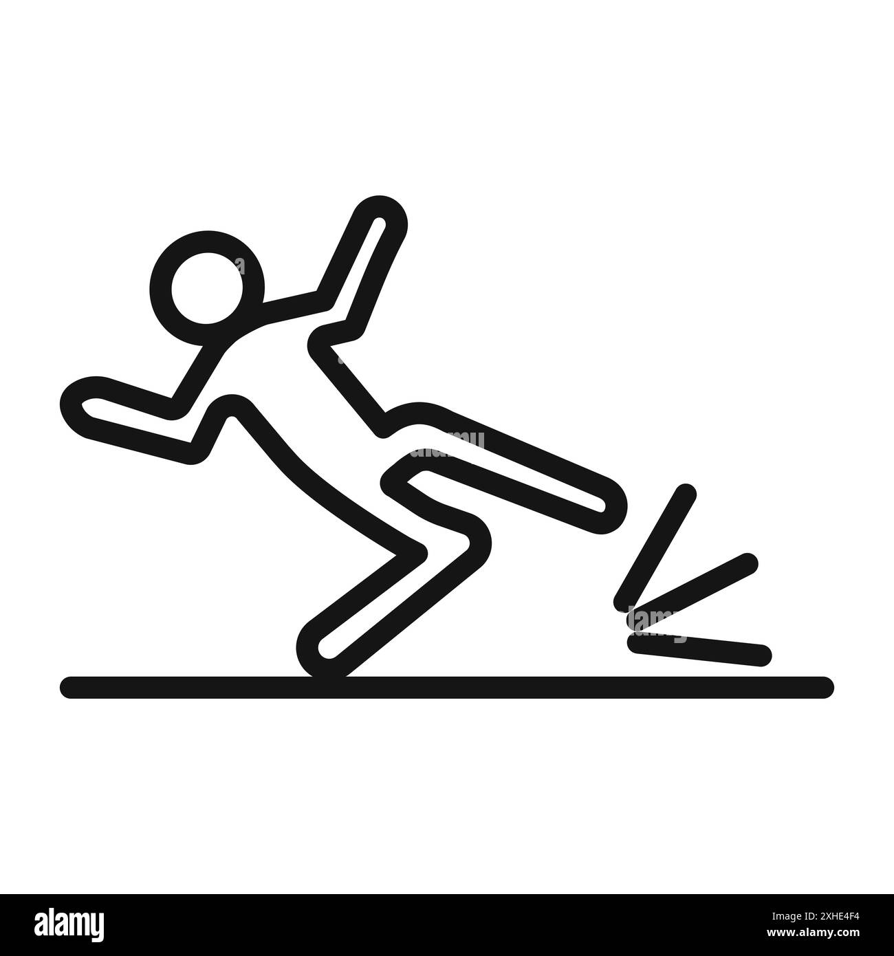 fall accident icon Vector symbol or sign set collection in black and ...