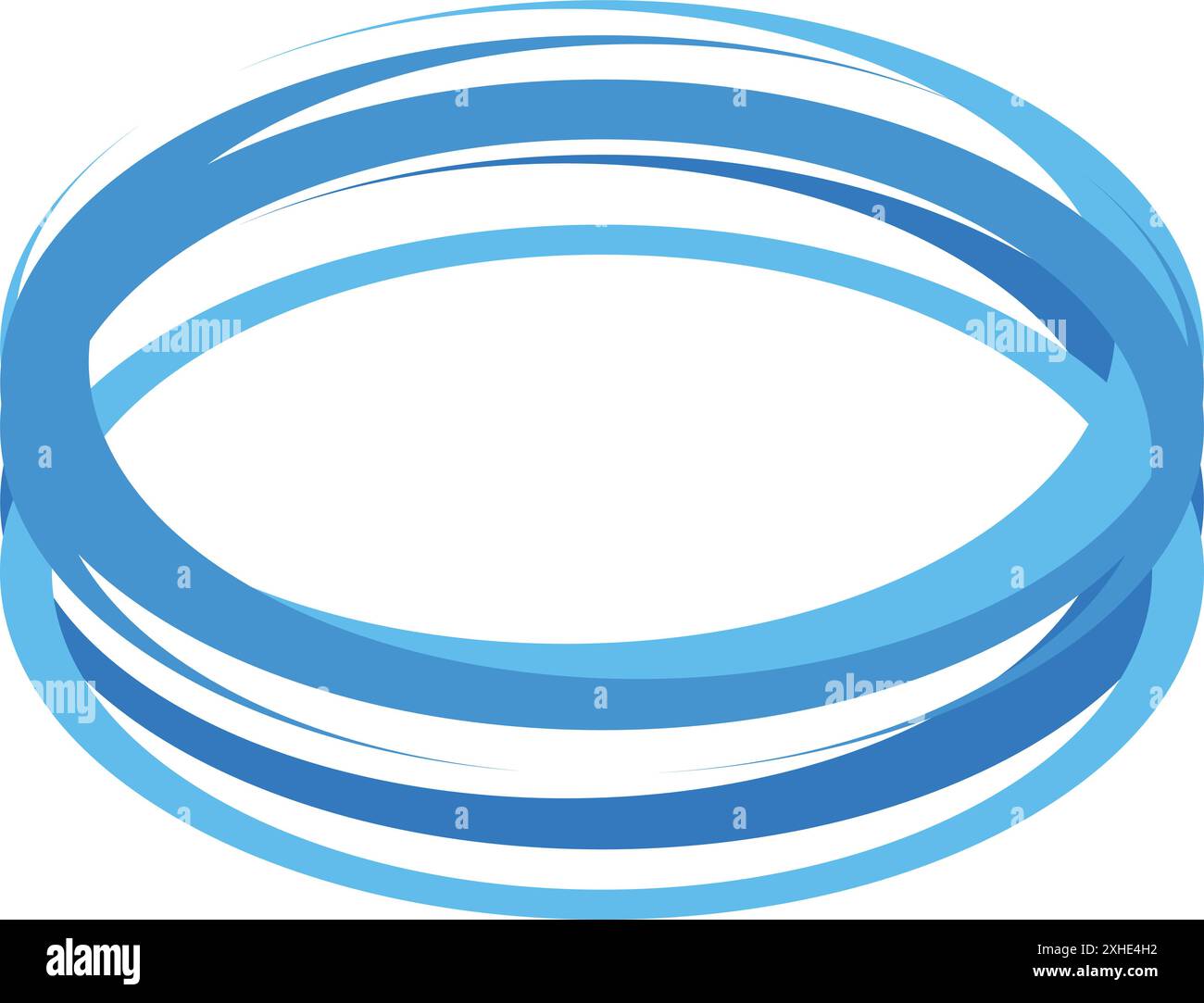 Abstract blue oval shape with overlapping lines creating a sense of depth and movement Stock ...