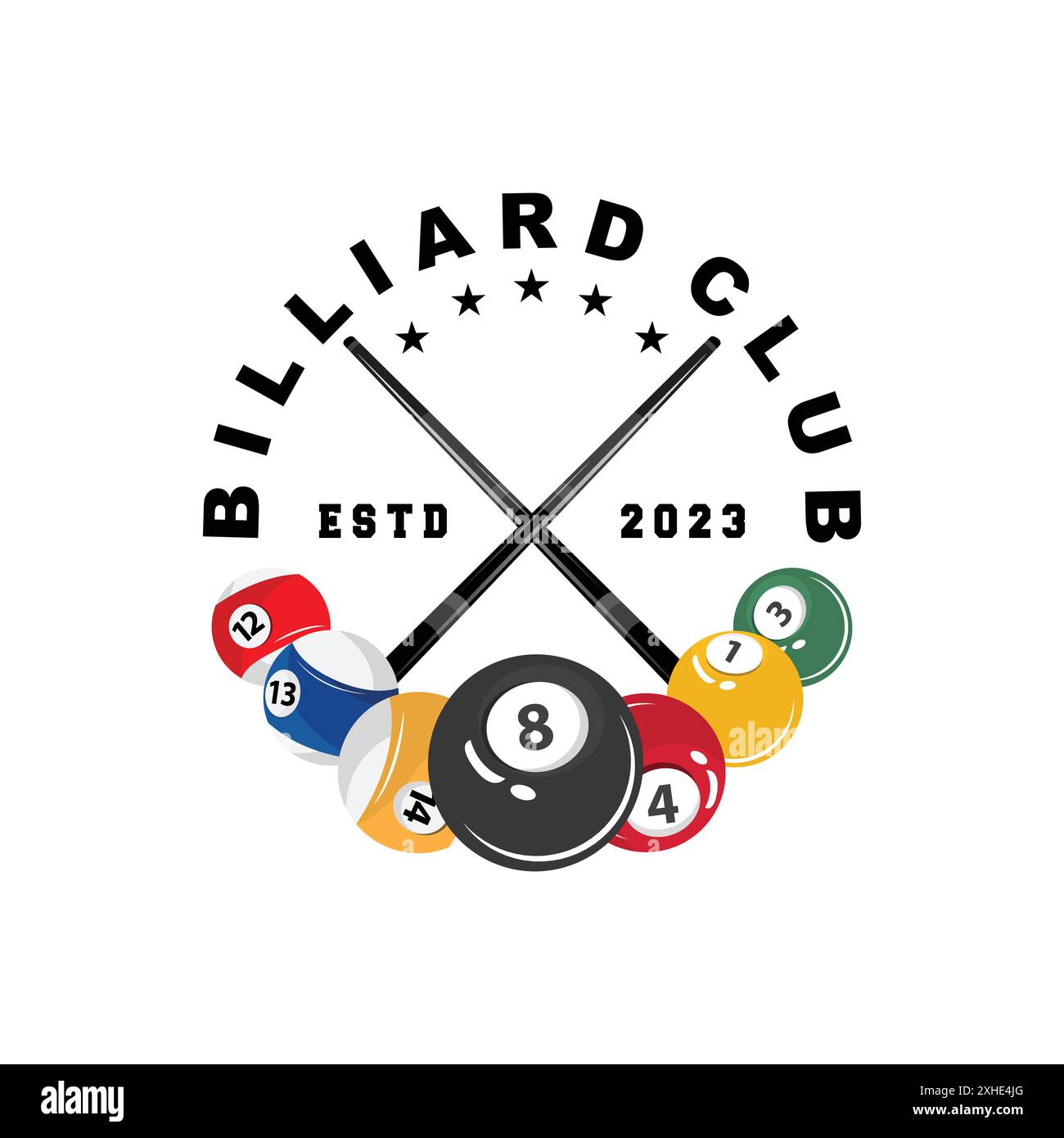 Billiard Logo Minimalist Design Ball and Stick Symbol Illustration ...