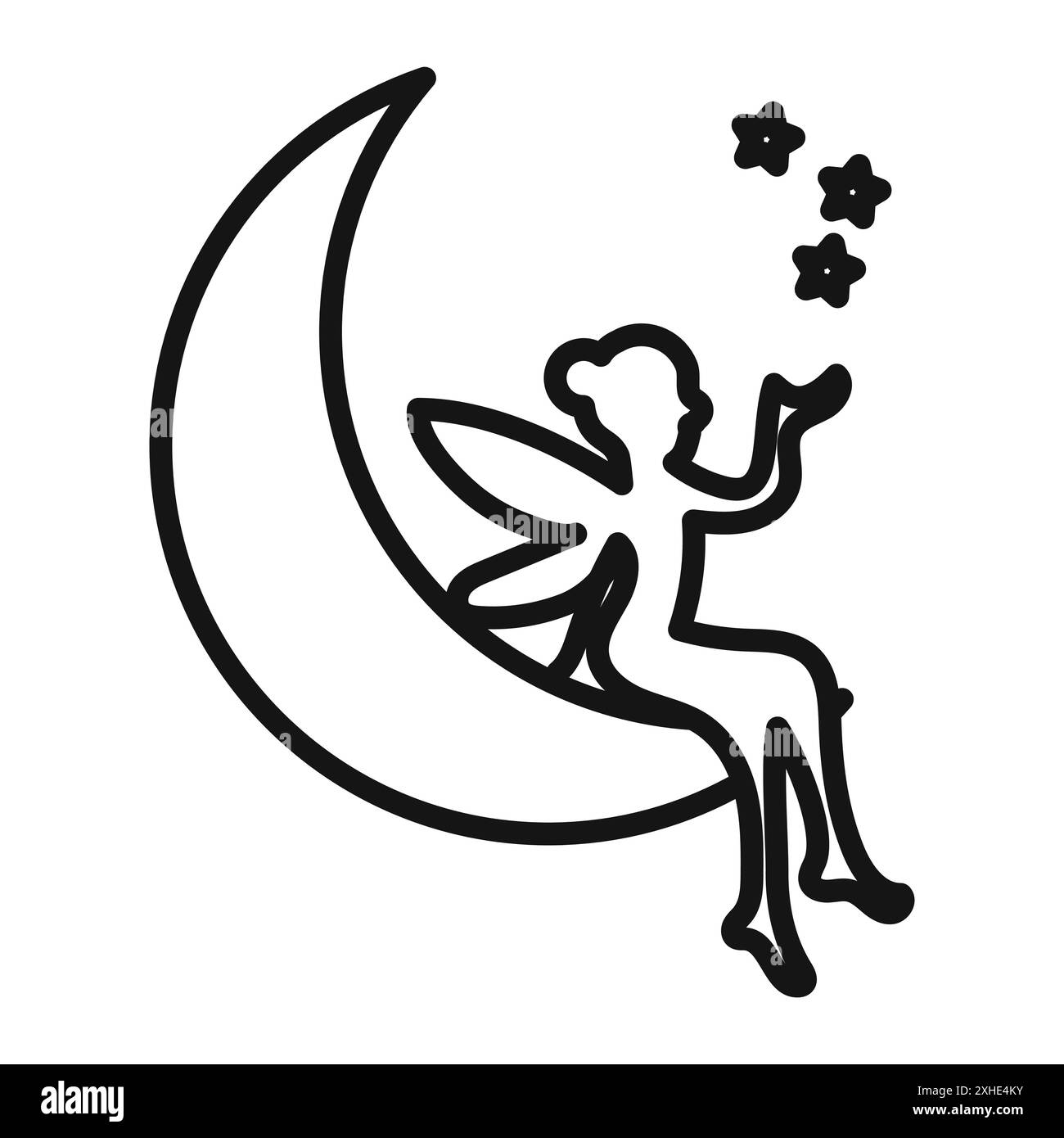 fairy sitting on moon icon Vector symbol or sign set collection in ...