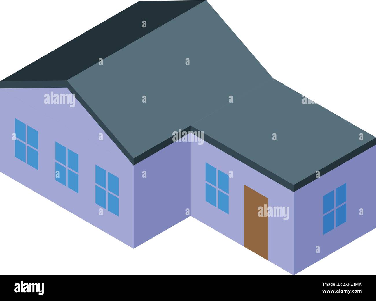 Modern isometric house with blue walls and a grey roof, perfect for ...