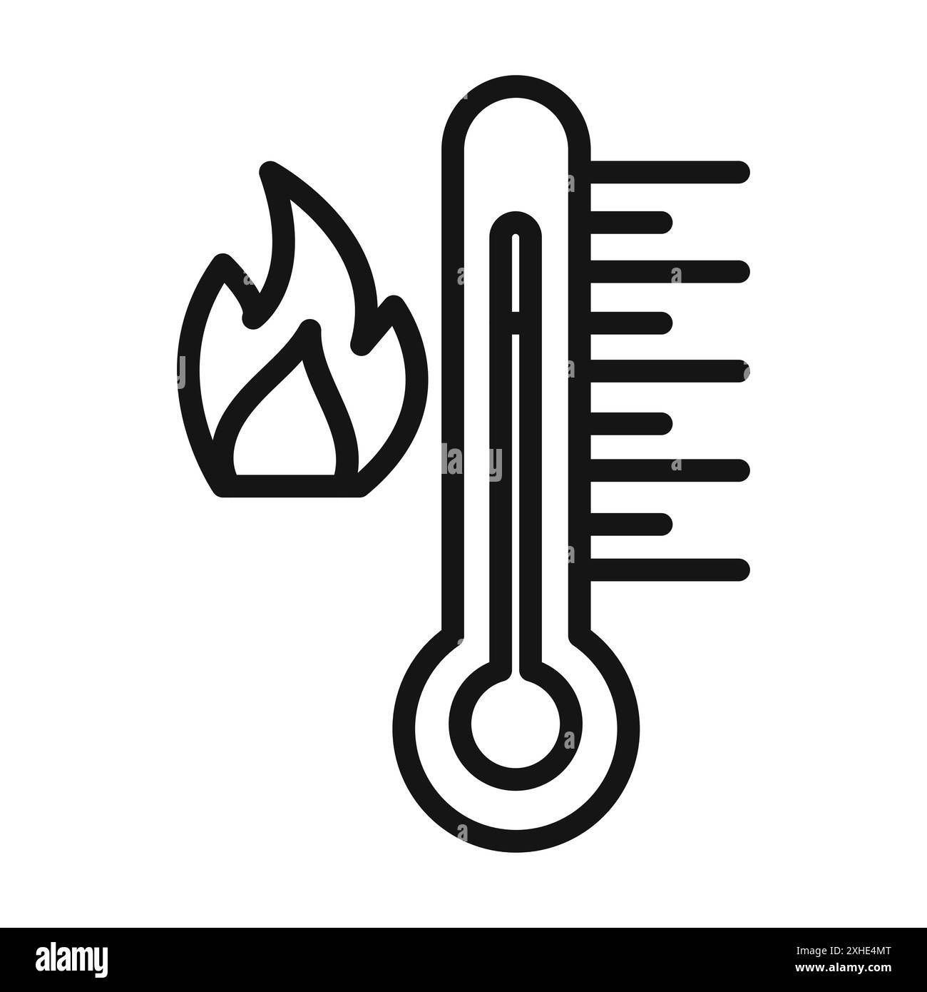 Fire temperature icon Vector symbol or sign set collection in black and ...