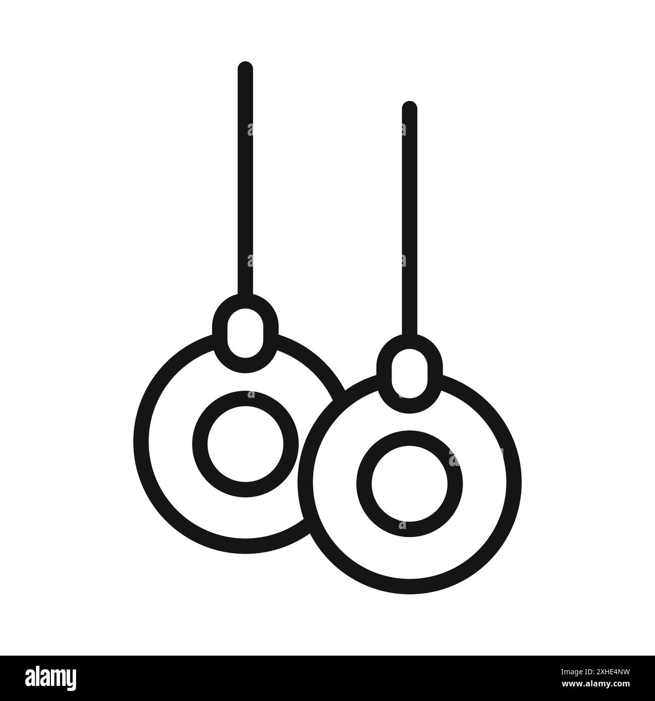Gymnastic Ring Icon Vector Symbol Or Sign Set Collection In Black And White Outline Stock Vector