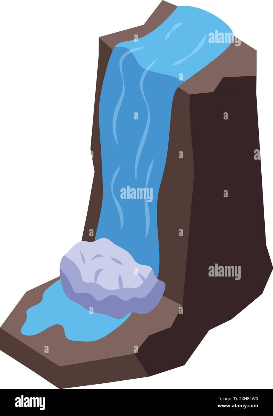 Waterfall cascading over steep cliff face, creating refreshing pool at base Stock Vector Image ...