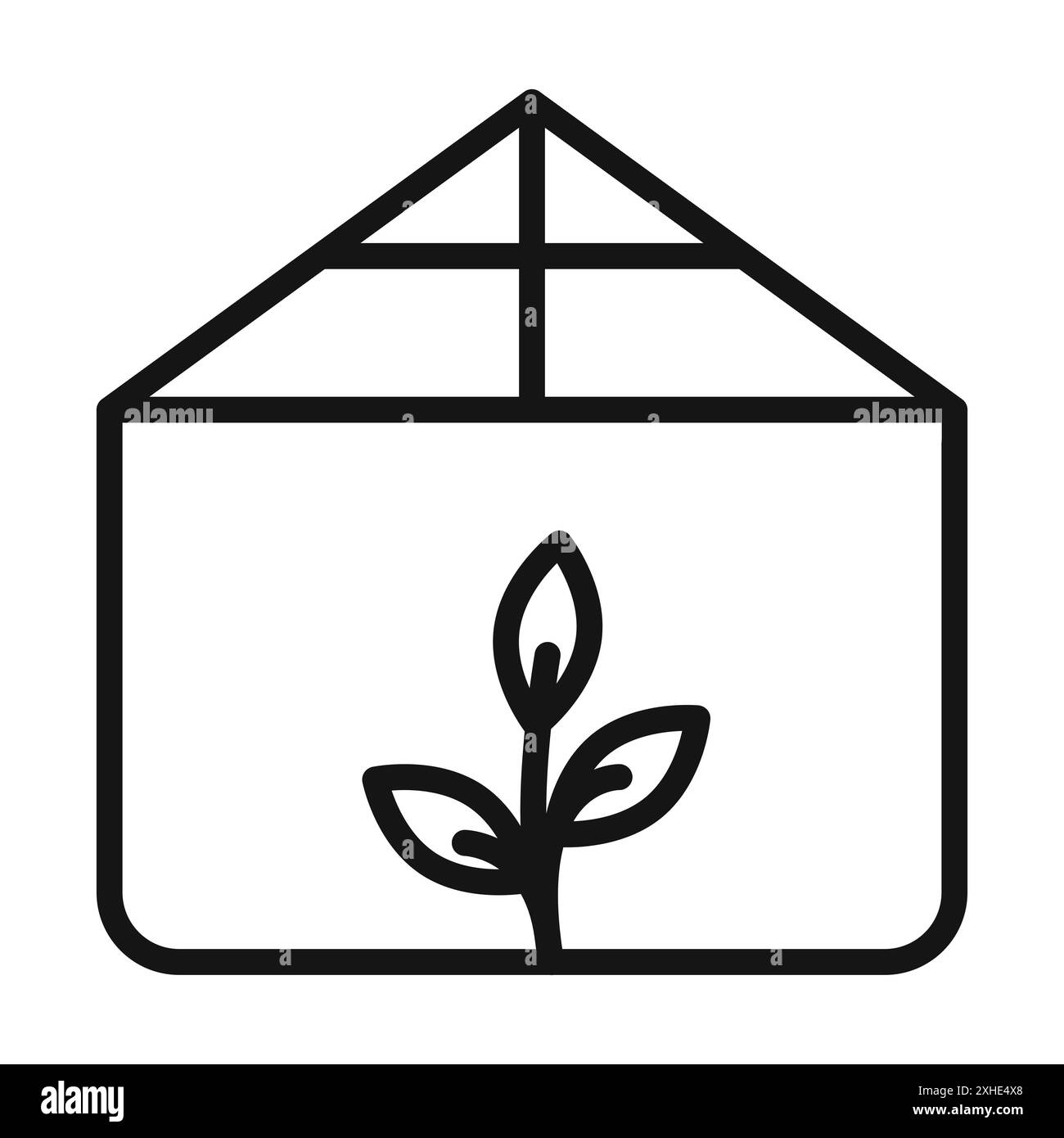 Greenhouse icon Vector symbol or sign set collection in black and white ...