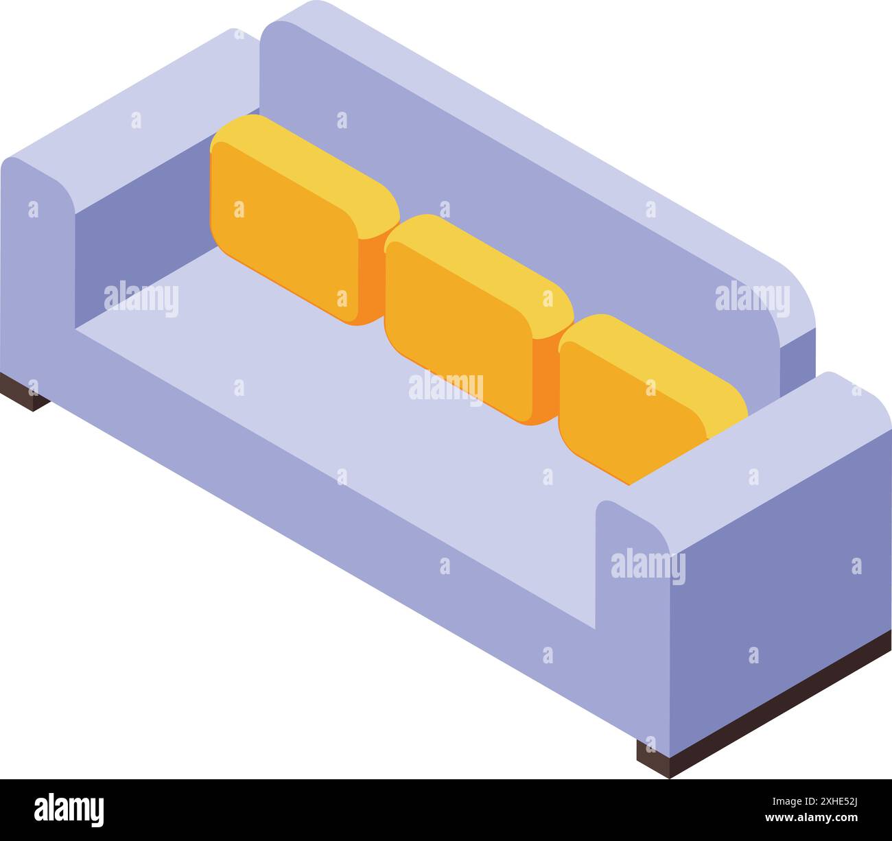 Modern sofa with pillows standing in room isometric view isolated on ...