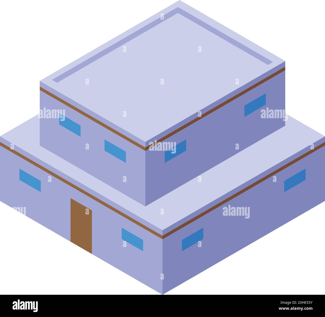 Modern multi level building standing on a white background, perfect for ...