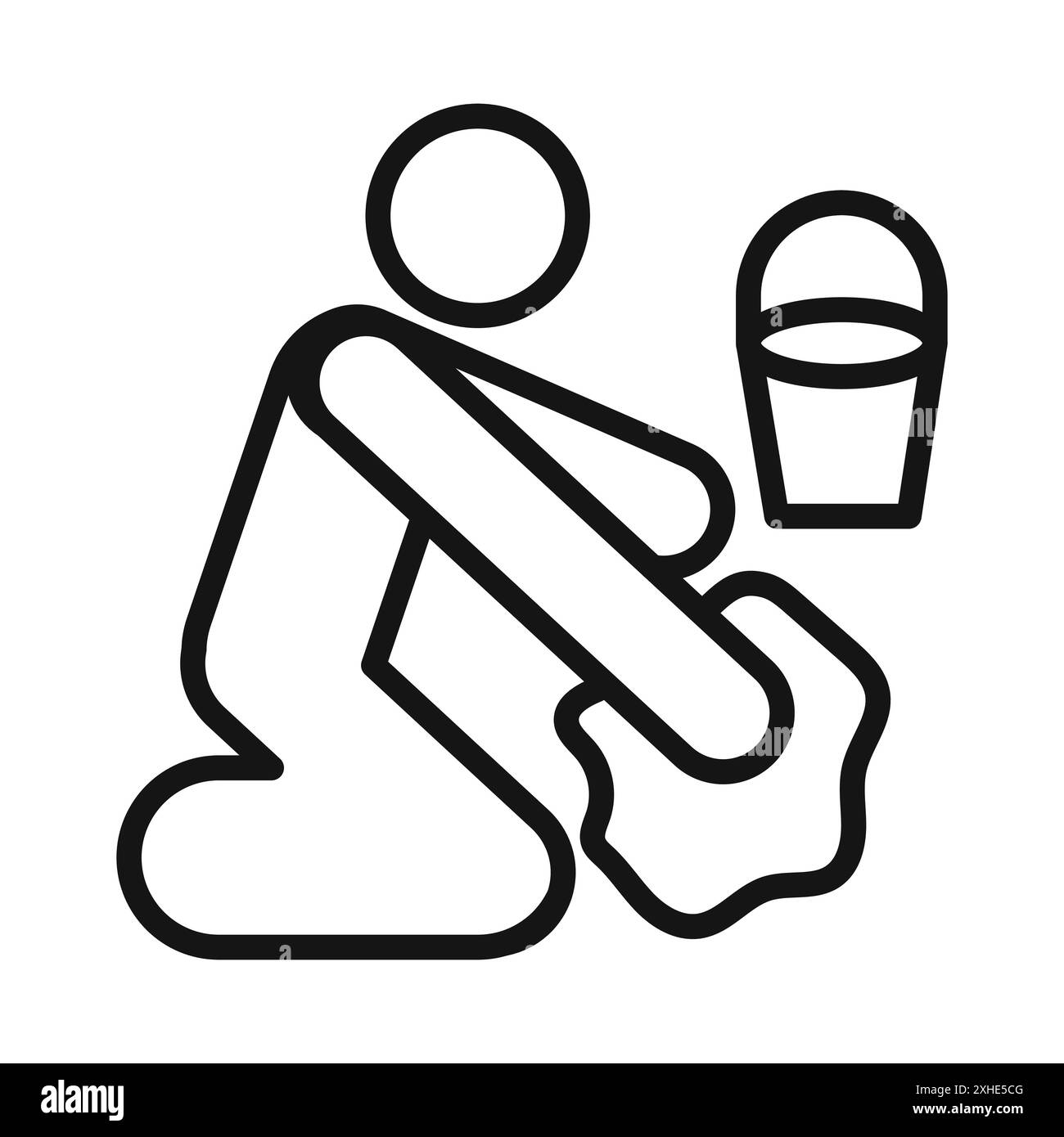 Mopping floors icon Vector symbol or sign set collection in black and ...