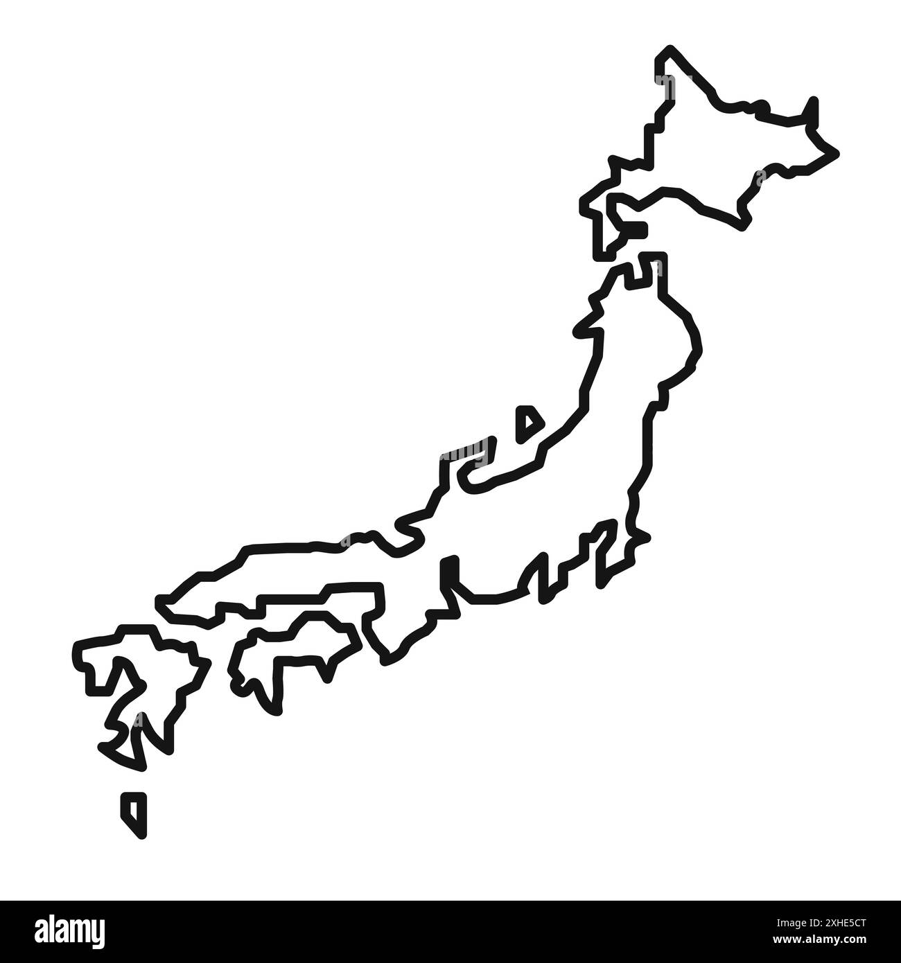 Japan map icon Vector symbol or sign set collection in black and white ...