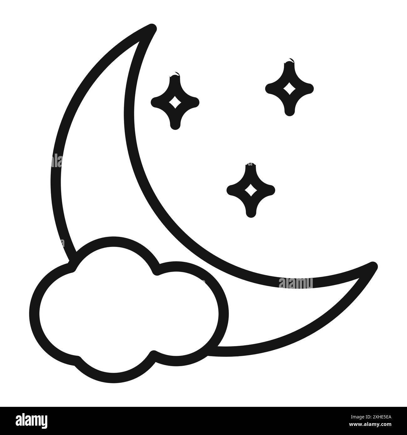 moon outline icon Vector symbol or sign set collection in black and ...