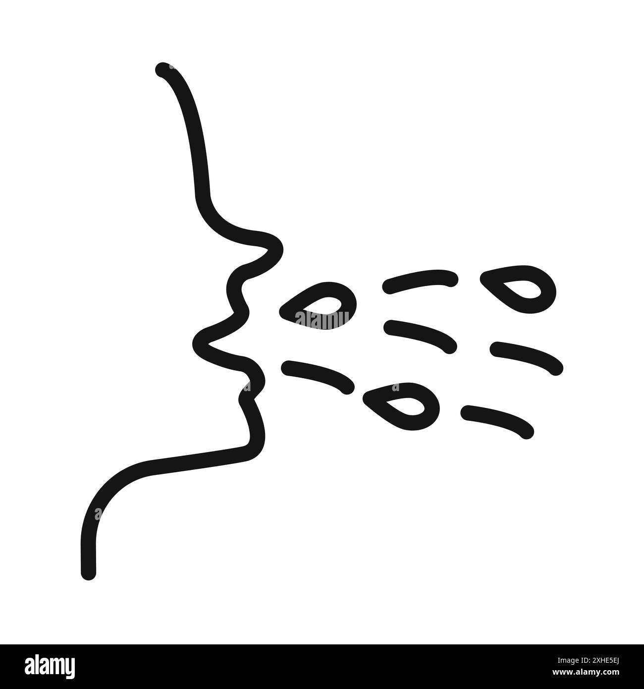 man coughs icon Vector symbol or sign set collection in black and white ...
